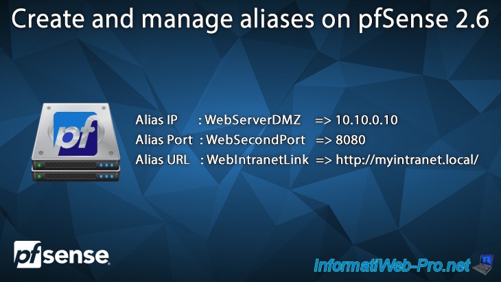 Create and manage aliases for IP addresses, host names, ... on pfSense 2.6 - Firewall ...
